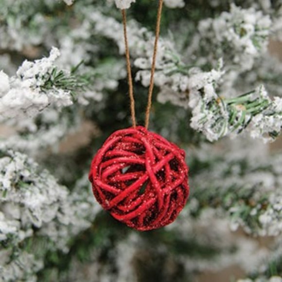 Holiday | 15 Red Glitter Rattan Balls Set Of 6 | Poshmark